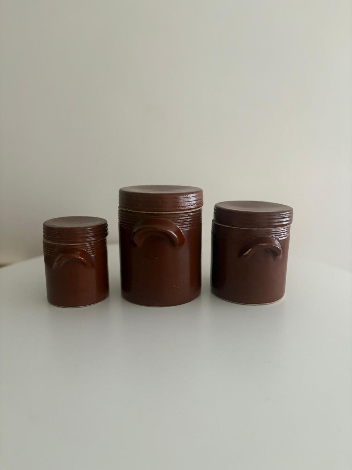 Trio Brown Glazed Pots à Graisse with Handles – Collector & Curator
